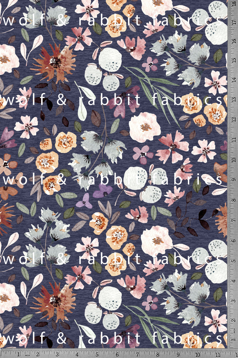Muted Floral - Navy - RECYCLED Swim Fabric – Wolf & Rabbit Fabrics